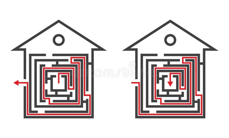 House with maze stock vector. Illustration of entrance - 266220599