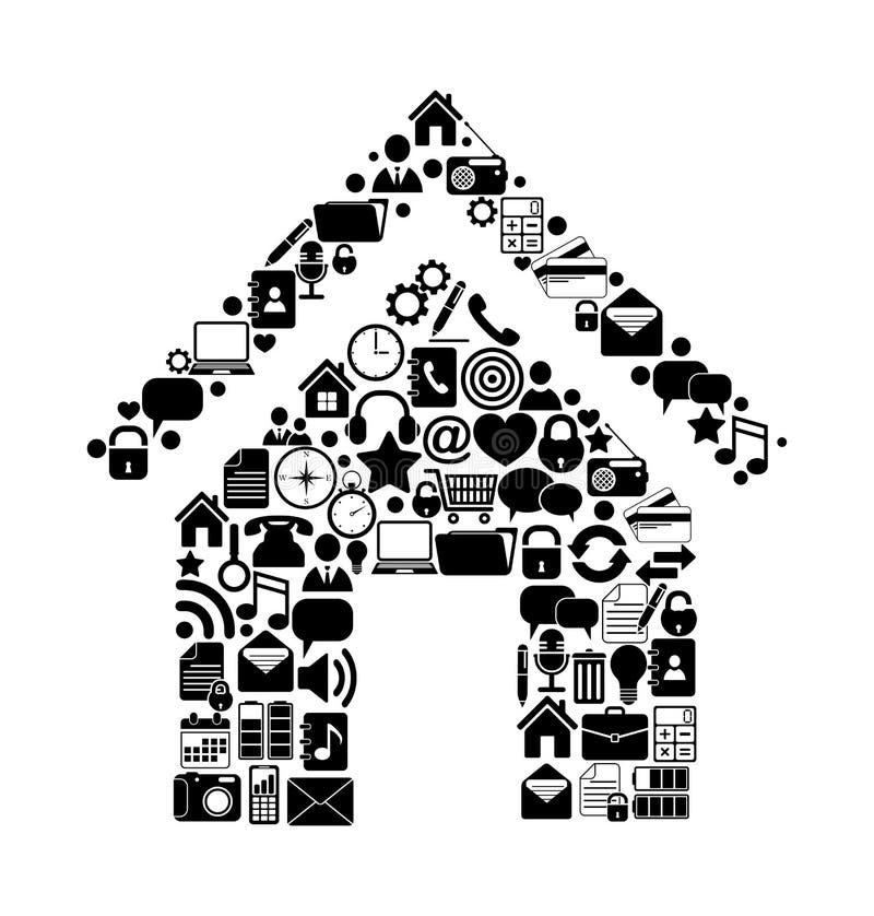 House with media icons stock vector. Illustration of media - 39698299