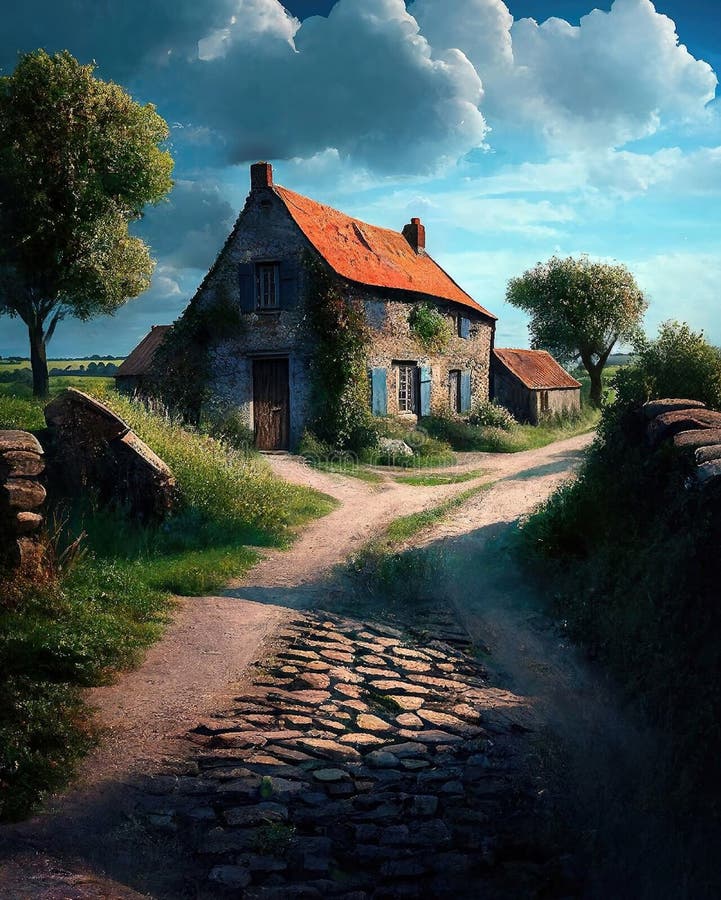 A House in the Middle of a Road Stock Illustration - Illustration of ...