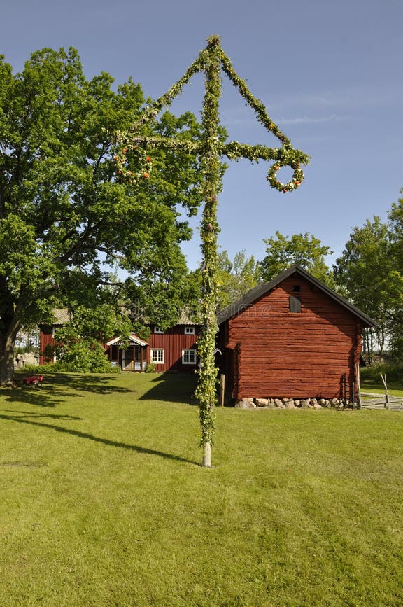 House and midsummer tree stock image. Image of tree, solstice - 23004815