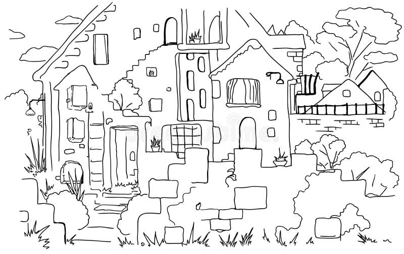 House Mixed Abstract Line Drawing Stock Vector - Illustration of weird ...