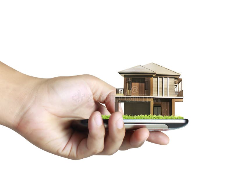 House on a Mobile Phone, in Hand Stock Image - Image of keyboard ...