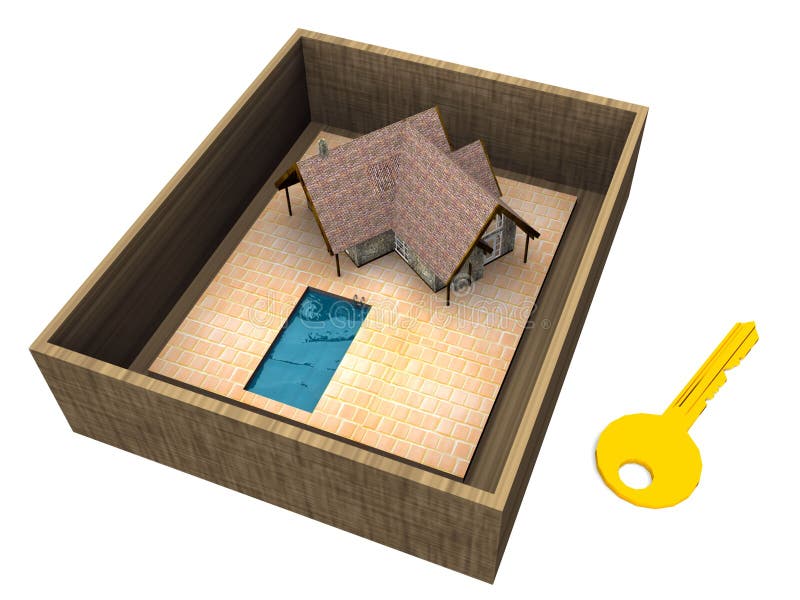 House model , box and key stock illustration. Illustration of architect ...