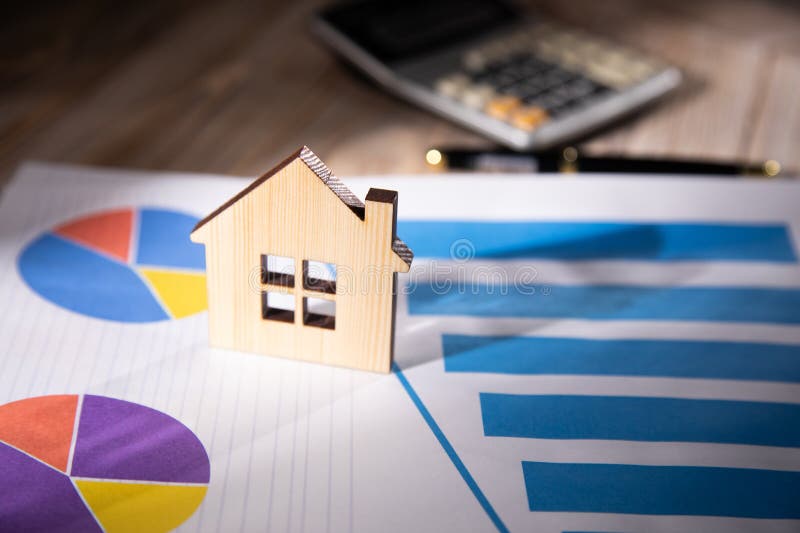House Model with Calculator and Graph Stock Photo - Image of report ...