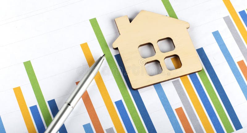 House Model on Chart Document with Pen Stock Image - Image of ...