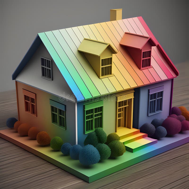 House Model with Colors Lgbt - Generated by Ai Stock Illustration ...