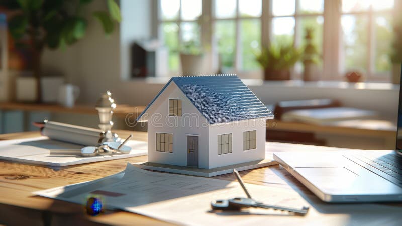 The House Model on Desk. AI Generated Stock Photo - Image of ...