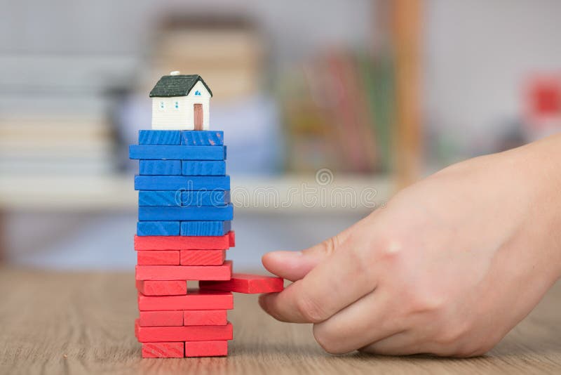 House Model Gradually Crisis Building Blocks Removed Stock Photos ...