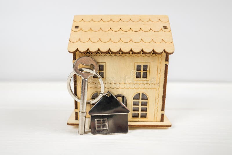 House Model and House Key on the Table, Concept of Sale, Rent Stock ...