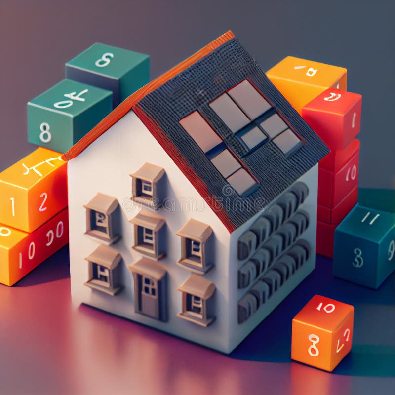House Model Made of Cubes with Calculator Buttons 3d Generative AI ...
