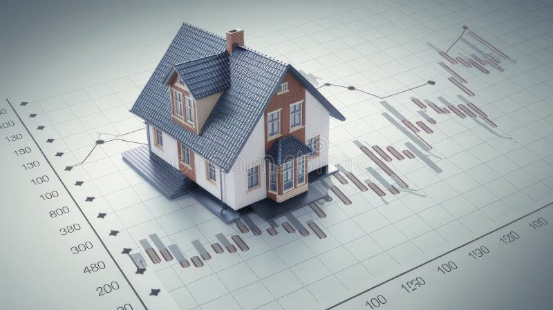 House Model Placed on a Graph Showcasing Fluctuating Mortgage Rates ...