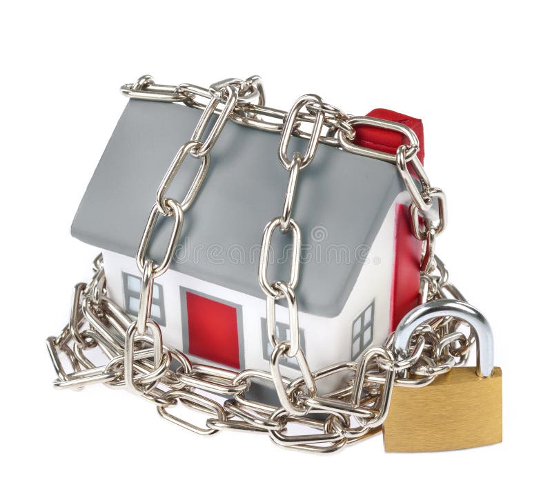 House in chains stock image. Image of house, security - 18125725