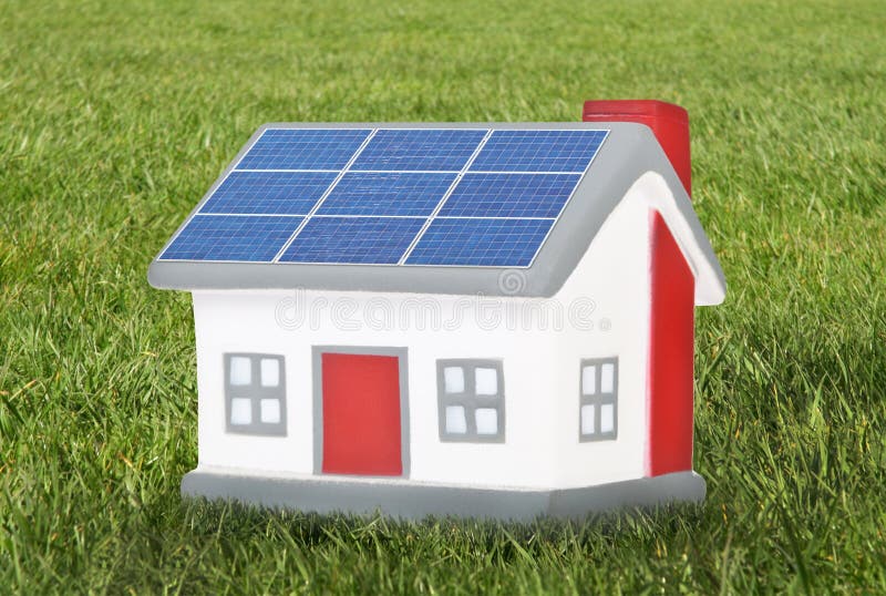 House Model Plastic with Solar Panels Stock Photo - Image of agency ...