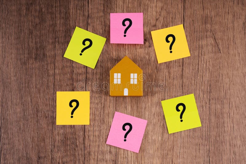 House Model with Question Marks Stock Image - Image of material, advice ...