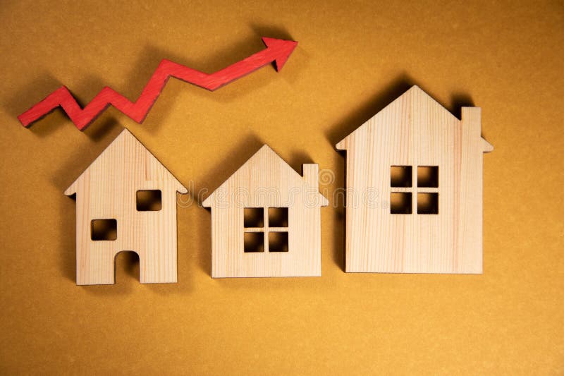 House model and red arrow stock image. Image of success - 362991715
