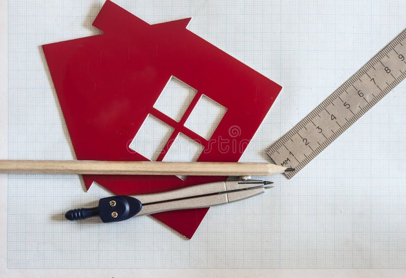 Engineer Equipment on Graph Paper Stock Image - Image of ruler, plan ...