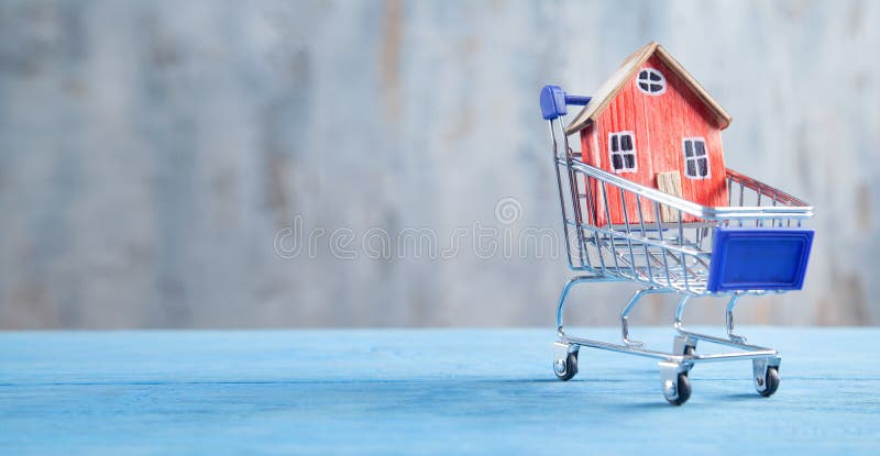House Model with Shopping Cart. Buying House Stock Photo - Image of ...