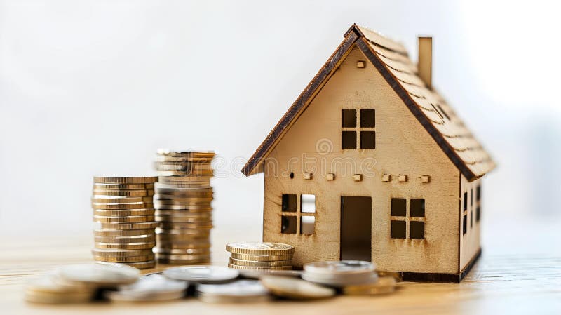 House Model and Stack of Coins. Real Estate and Investment Concept ...