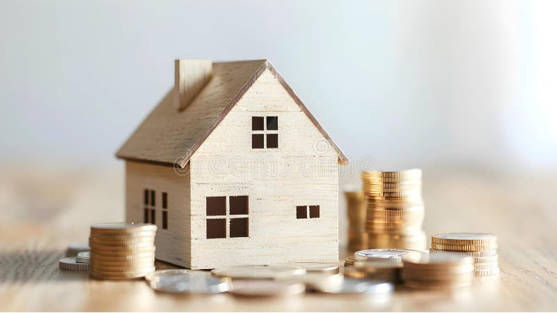 House Model and Stack of Coins. Real Estate and Investment Concept ...