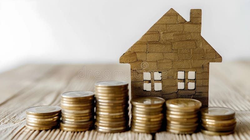 House Model and Stack of Coins. Real Estate and Investment Concept ...