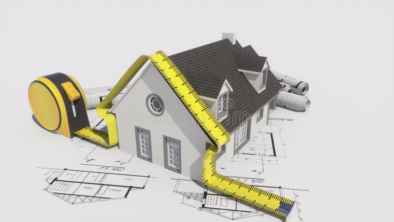 House Model on Top of Architecture Blueprints Animation Stock Video ...