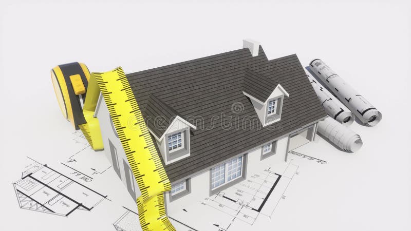 House Model on Top of Architecture Blueprints Animation Stock Video ...