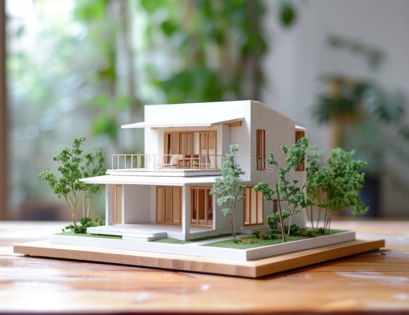 House Model on Wooden Table, Tiny Homes Concept Stock Illustration ...