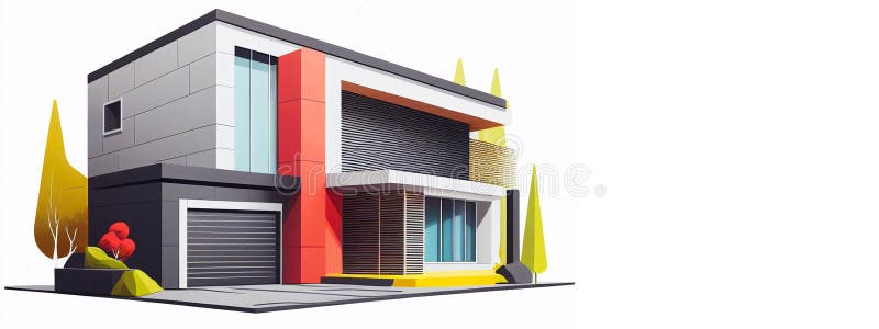 House Modern Contemporary Style Isolated on White Background. Stock ...