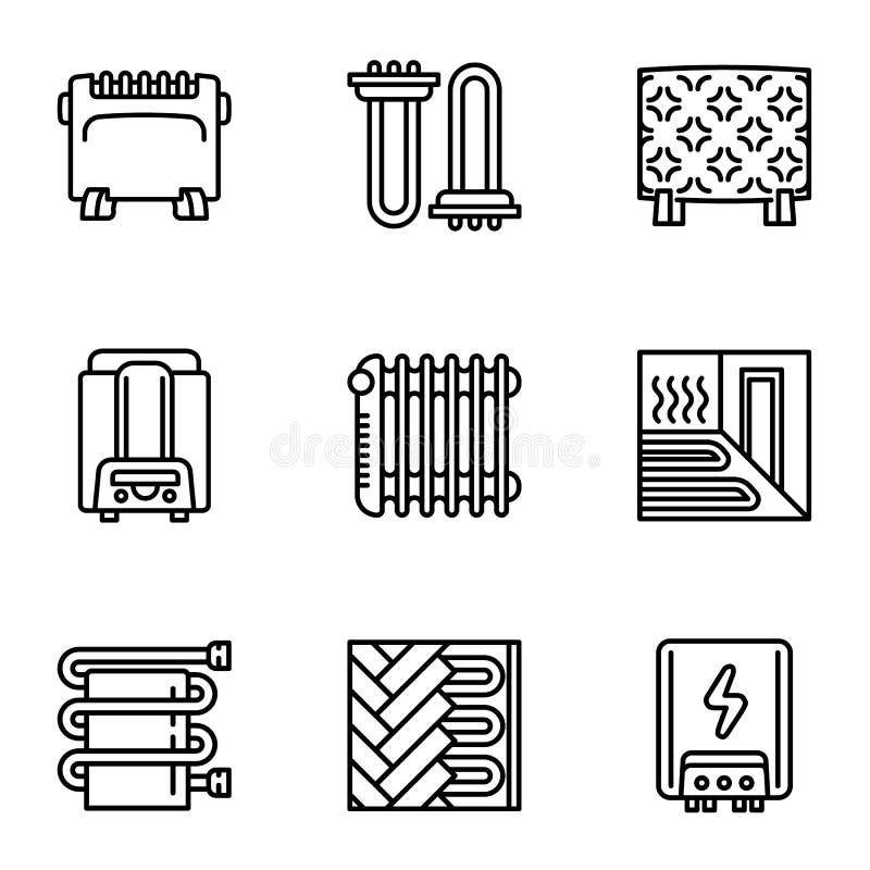 House Modern Heating Icon Set, Outline Style Stock Vector ...