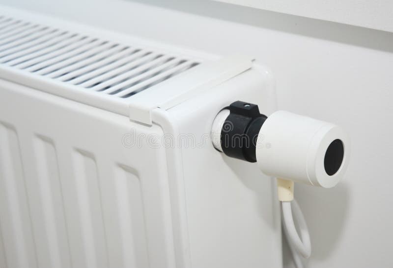 House Modern White Radiator Heating with Thermostat Stock Image - Image ...