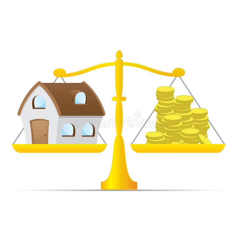 House and Money on Balance Scale Stock Vector - Illustration of cash ...