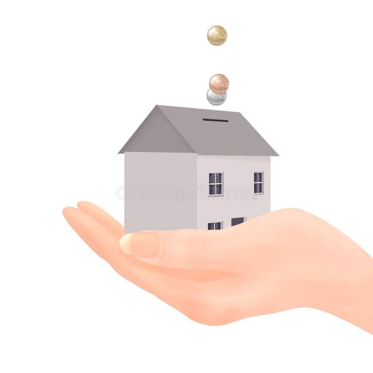 House Money Box in Hand - Generic Coins Stock Illustration ...