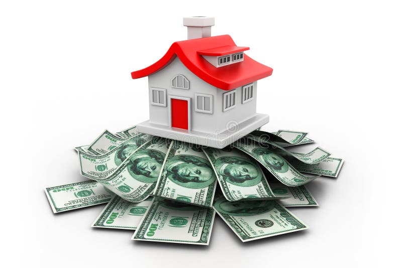 House with money stock illustration. Illustration of stack - 48321745