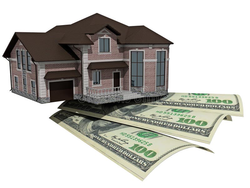 House with Money Over White Background Stock Illustration ...
