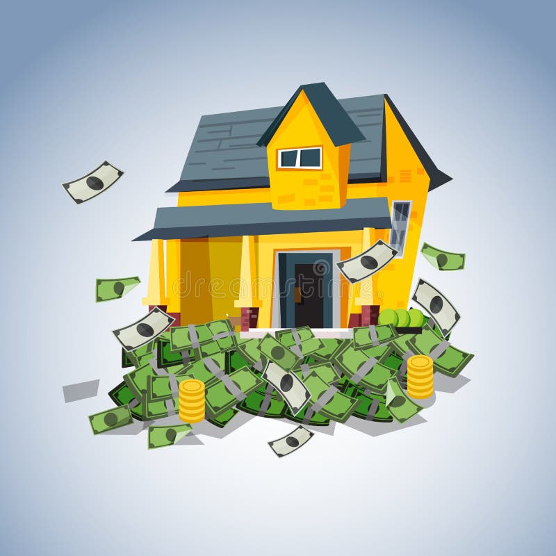 House on Money Stack, Real Estate Business Concept - Stock Illustration ...