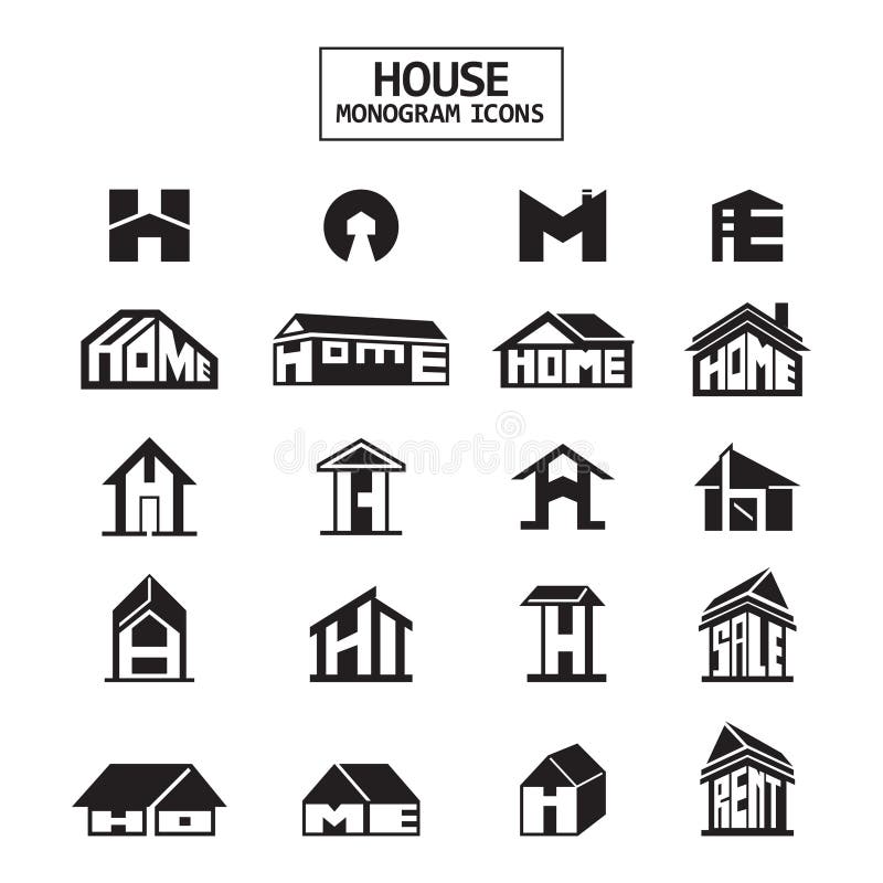 House Monogram Icons. Vector Illustration Decorative Design Stock ...