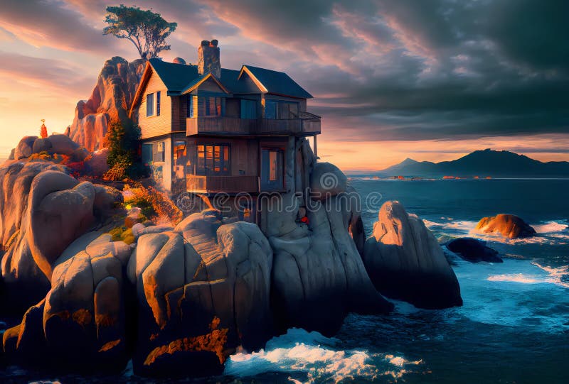 House on the Mountain Overlooking the Sea. Mediterranean Housing Stock ...