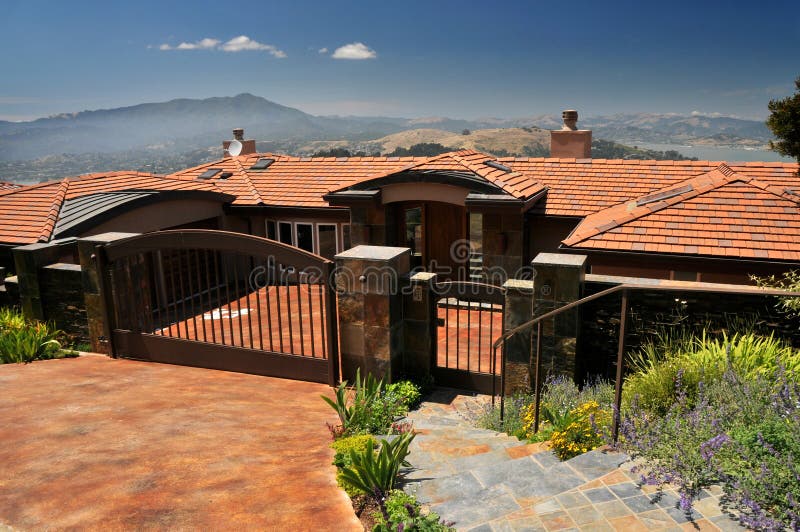 House with Mountain and Sky in Background Stock Photo - Image of upper ...