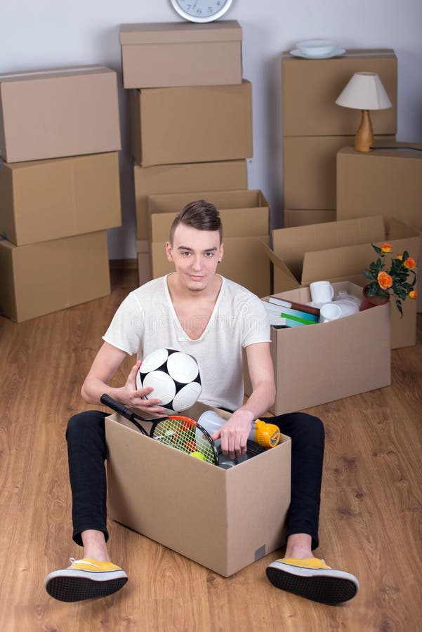 House Moving stock photo. Image of handsome, cardboard - 38401044
