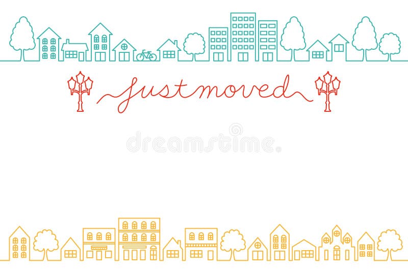 House-moving Greeting Card. Stock Vector - Illustration of landscape ...