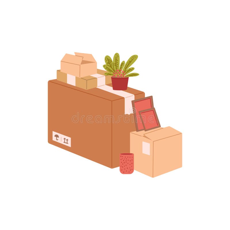House Moving and Office Relocation Concept Flat Vector Illustration ...
