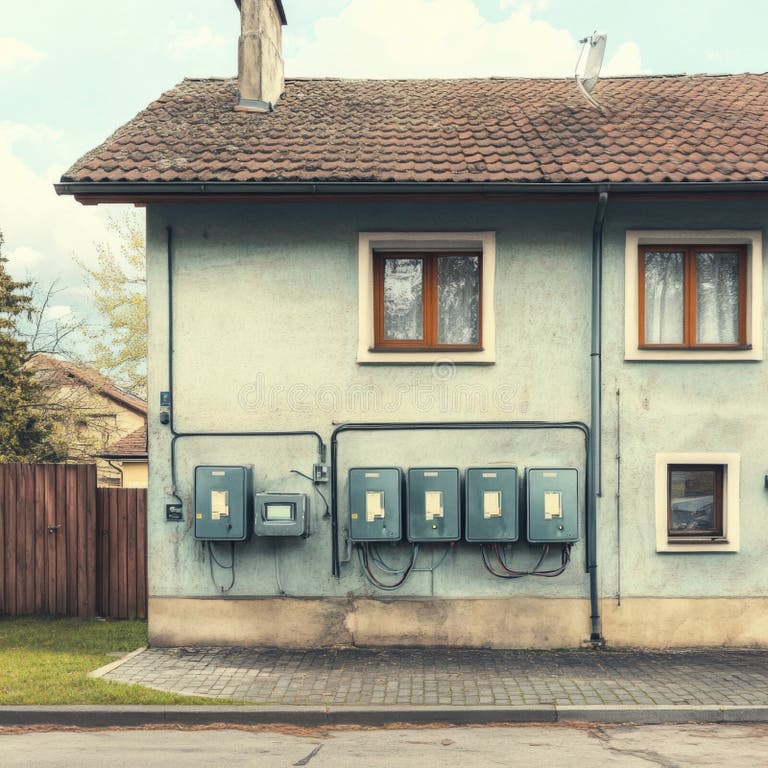 A House with Multiple Electrical Wires Attached, Suitable for Use in ...