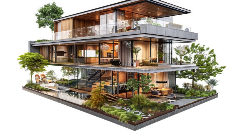 A House with Multiple Windows and a Staircase, Ideal for Architecture ...