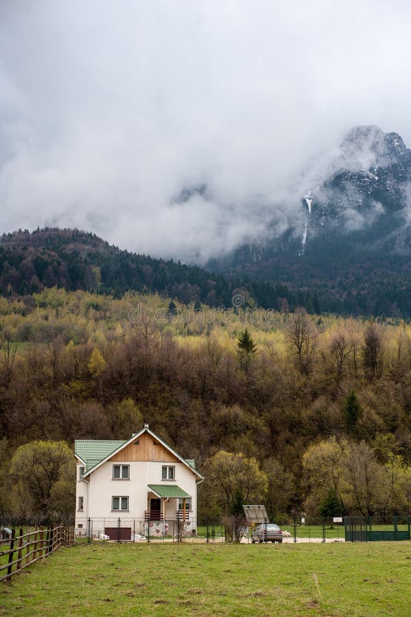 House near forest stock photo. Image of mountains, landscape - 40554802