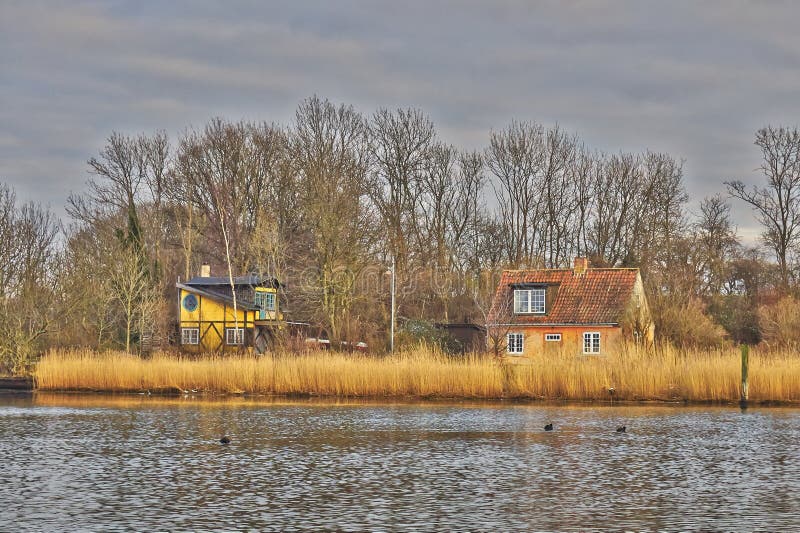 House near River stock image. Image of white, pontoon - 51640915