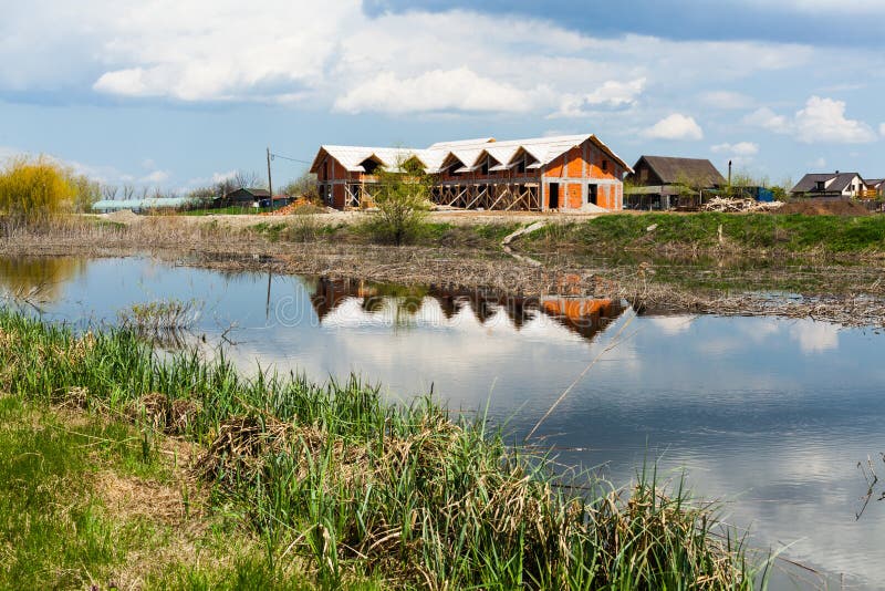 House near river stock photo. Image of cottage, scenic - 51565634