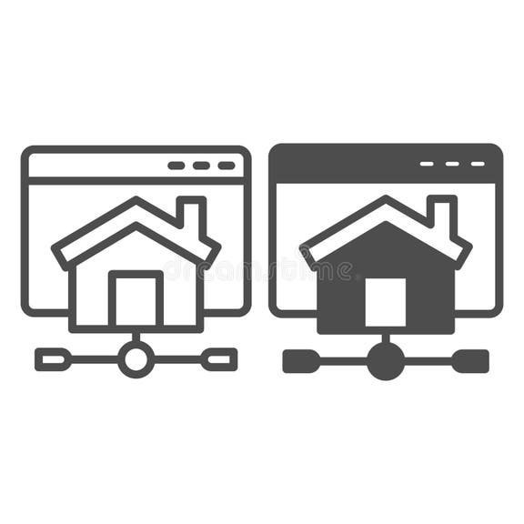 House, Network Website Line and Solid Icon, Remote Work Concept, Home ...