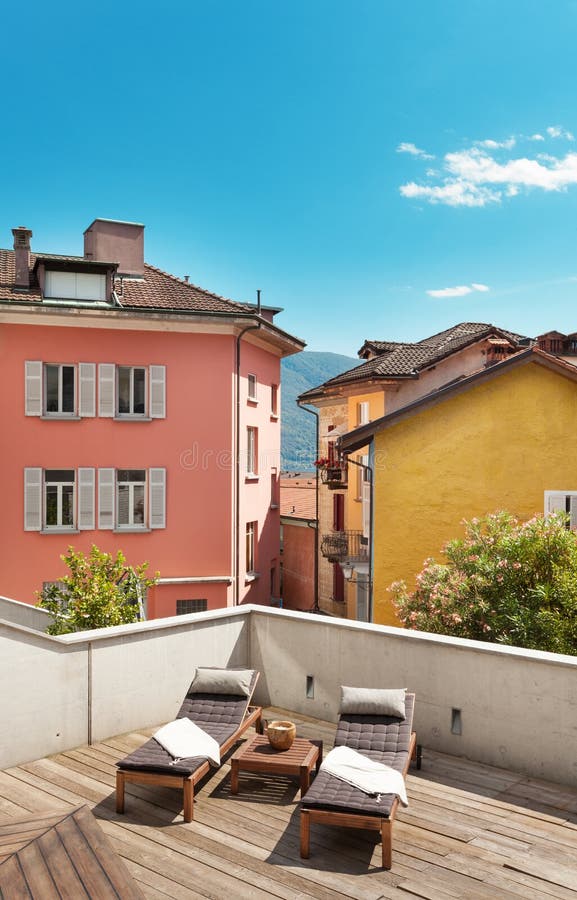 House, nice terrace stock image. Image of facade, village - 44149613