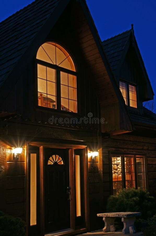House at Night stock image. Image of light, shingle, architecture - 8587751