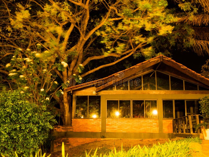 House at night stock photo. Image of chalet, illuminated - 62363082
